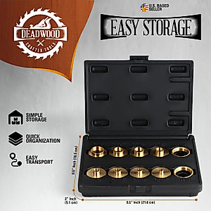 DCT Brass Router Template Guides Bushing 10-Piece Set & Black Carrying Case - Porter-Cable Guide Bushings 5/16 to 1in