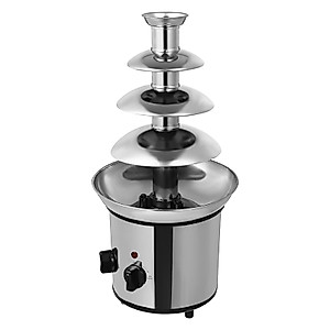 4 Tier Chocolate Fountain Machine, 170W Commercial Hot Chocolate Fondue Tower, Large Capacity Stainless Steel Chocolate Melting Heating Machine for Nacho Cheese Liqueurs Party Wedding