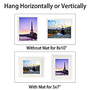 RUN HELIX Picture Frames 8 by 10 Set of 4, Display5x7 with Mat or 8x10 Without Mat, Picture Poster Frame, Picture Frames Collage Wall Decor with HD Plexiglass for Table Top,White
