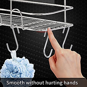 2 Pack Corner Shower Caddy Shelf, No Drilling Heavy Duty Corner Shower Basket Adhesive Stainless Steel Bathroom Shower Organizer for Kitchen, Bathroom, Toilet