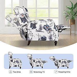 B BAIJIAWEI Wingback Recliner Chair - Tufted Arm Chair Recliner - Fabric Push Back Recliner Chair for Living Room Adjustable Backrest (Single, Blue Floral)