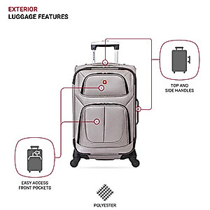 SwissGear Sion Softside Expandable Luggage, Pewter, Carry-On 21-Inch