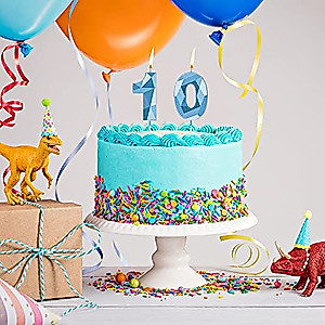 10th Birthday Candles 3D Diamond Shape Number Candles Numeral Birthday Cake Topper Cake Candles for Birthday Decoration Family Baking Reunions Theme Party Cake Decorating Supplies (Blue)