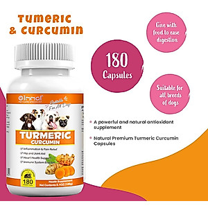Tumeric and Curcumin for Dogs - 180 Count Tablet Treats – Helps Shedding, Skin Allergy, Itch and Dry Skin Relief, Hot Spots - Joint Health - Skin and Coat Supplement - Salmon Oil - Duck Flavor