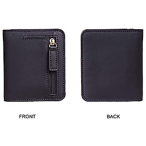 Gostwo Womens Rfid Blocking Small Compact Bifold Leather Pocket Wallet Ladies Mini Purse with ID Window(Black)