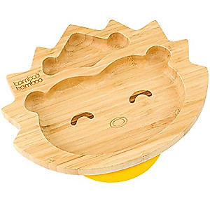 bamboo bamboo ® Baby and Toddler Suction Plate for Feeding and Weaning | Bamboo Plate with Secure Suction | Suction Plates for Babies from 6 months (Hedgehog-Yellow)