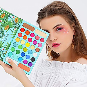 docolor Eyeshadow Palette Shimmer Matte Highly Pigmented Eye Shadow Natural Warm Glitter Long Lasting Waterproof, Professional Contour & Highlight Powder Tropical Makeup Palette (34 Color)