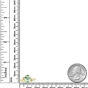 Gem Stone King 18K Yellow Gold Plated Silver Ring Oval Green Prasiolite and Moissanite (2.48 Cttw) (Size 7)