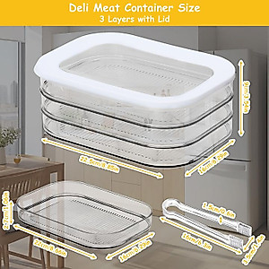 TOWEBOORY 3 Pcs Deli Meat Container for Fridge,Stackable Bacon Lunch Meat Container for Refrigerator,Food Storage Boxes with Lid for Cold Cuts, Salami,for Fridge Airtight Deli Holder
