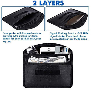 Fireproof Faraday Bag with Zipper Anti-Tracking GPS RFID Car Key Signal Blocker Wallet Shielding Pouch Protective Case for Cell Phone Privacy and Car Key FOB