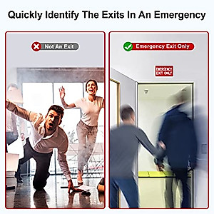 Emergency Exit Only Signs Stickers-Emergency Exit Only-Vinyl Door Sign Self Adhesive Stickers-12 x 7 Inches Emergency Exit Only Label Decal -Laminated for Ultimate UV-Resistant PVC - Weather&Scratch Resistant -Indoor & Outdoor Use-White Text on Red Base (