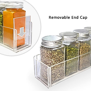 PMMASTO Adhesive Acrylic Spice Rack Organizer for Wall with Nano Double Sided Tape, Spice Shelf Organization for Kitchen Cabinet Door/Pantry Door, Wall Mount Seasoning Rack (Clear-2 Pack)