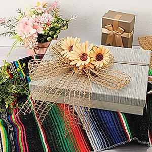 2 Rolls Mesh Burlap Wired Ribbon Open Weave Burlap Net Ribbon Fabric Ribbon DIY Craft Ribbon for Wrapping Bow Wreath DIY Crafts Party Home Decors (20 Yards x 2.5 Inch)
