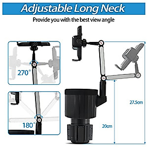 Ockivs Car Cup Holder Phone Mount Universal Adjustable Base with Cup Holder Expander Auto Cell Phone Stand for All Smartphone 2-in-1 Multifunctional Cup Holder Phone Holder