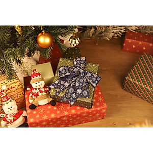 VATIN White/Gold/Blue Snowflake Wired Ribbon Ribbon,2-1/2 Inch x Continuous 10 Yards Spool Christmas Tree Ribbon for Topper Bow,Christmas Wreath,Tree Decoration,Gift Wrapping