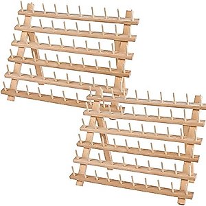 SAND MINE Wooden Thread Rack Sewing and Embroidery Thread Holder, 60 Spools, 2 Pack