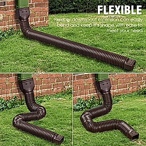 SMTPDT Gutter Downspout Extensions, Gutter Downspout Extender, Down Spout Drain Extension, Gutter Extension Flexible, Extendable from 21 to 60 Inches (2 Pack Brown)