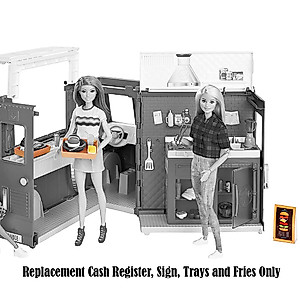 Replacement Parts for Fresh 'n Fun Food Truck Barbie Doll Playset - GMW07 ~ Replacement Cash Register, Sign, Trays and Fries