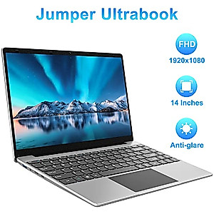 jumper Laptop with 12GB LPDDR4 256GB SSD, Intel Quad Core Celeron CPU, Laptops Computer, 14” 1080P FHD Screen, Lap Tops with Dual Speakers, HD Webcam, 256GB TF Card Expansion.