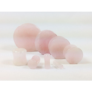 Lobal Domination PAIR of Rose Quartz Organic Stone Plugs Gauges - up to 38mm available! (1&3/8" (35mm))