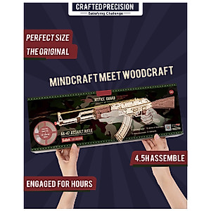 RoWood 3D Puzzles for Adults,Rubber Band Gun,DIY Wooden Puzzles Wooden Model Building Kit Creative Toy Wooden Kits Assembly Puzzles,Gifts for Adults&Teens