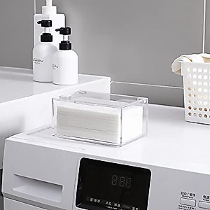 rejomiik Acrylic Dryer Sheet Holder Clear Dryer Sheet Dispenser Container Box with Lid and Anti Scratch Film for Laundry Room Fabric Softener Sheets Storage Organization, Transparent