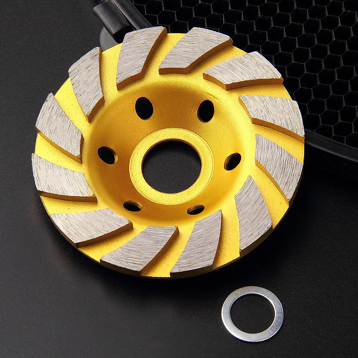 sansheng 4 Pack Concrete Grinding Wheel 4 Inch Concrete Turbo Diamond Grinding Cup Wheel 12 Segs Heavy Duty Angle Grinder Wheels for Angle Grinder