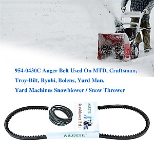 AILEETE 954-0430C Auger Belt 3/8" x 35" for MTD Craftsman Cub Cadet Troy-Bilt Ryobi Yard Man Snowblower 754-0430, 754-0430A, 754-0430B, 754-0430C, 754-0431, 954-0430, 954-0430A, 954-0430B, 954-0431