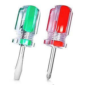 Small Flathead Screwdriver Slotted Phillips Screwdriver - Stubby Screwdriver Set Magnetic Tip Flat Phillips Short Screwdriver for Small Screws - Mini Screwdriver Set Small Size Pocket Screw Driver Set