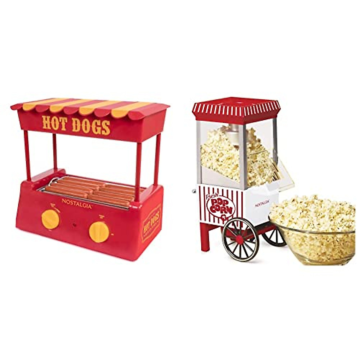 Nostalgia Hot Dog Roller & Popcorn Maker - Retro Snack Fun
