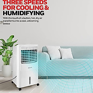 Honeywell 700 CFM Portable Indoor Evaporative Cooler, Humidifier, and Fan, Swamp Cooler for Rooms Up to 430 Sq. Ft.
