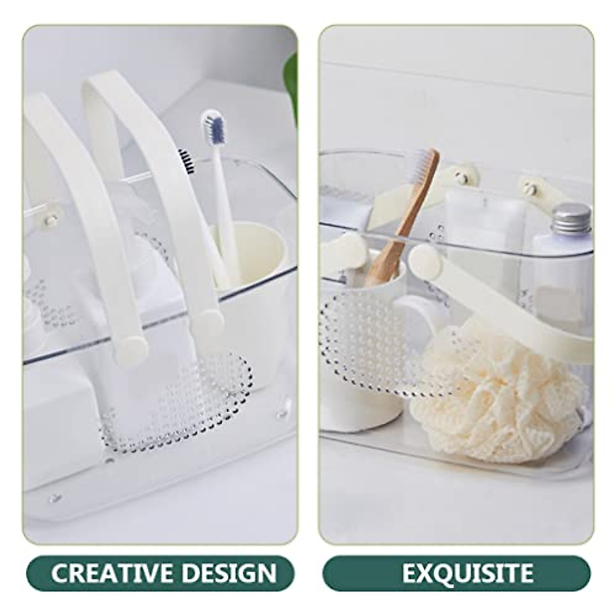 LALAFINA Loofah Shower Caddy Basket Plastic Storage Basket Shower Organizer Bucket with Handle Whale Pattern for Kitchen Dorm Bathroom Garden Cleaning Supplies White Scrunchies