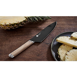Everdure German Steel Professional Chef Knife, 8 Inch Knife with Titanium Coated Blade and Pakka Wood Handle, Perfect Kitchen Knife for Slicing or Dicing your Vegetables and Meat