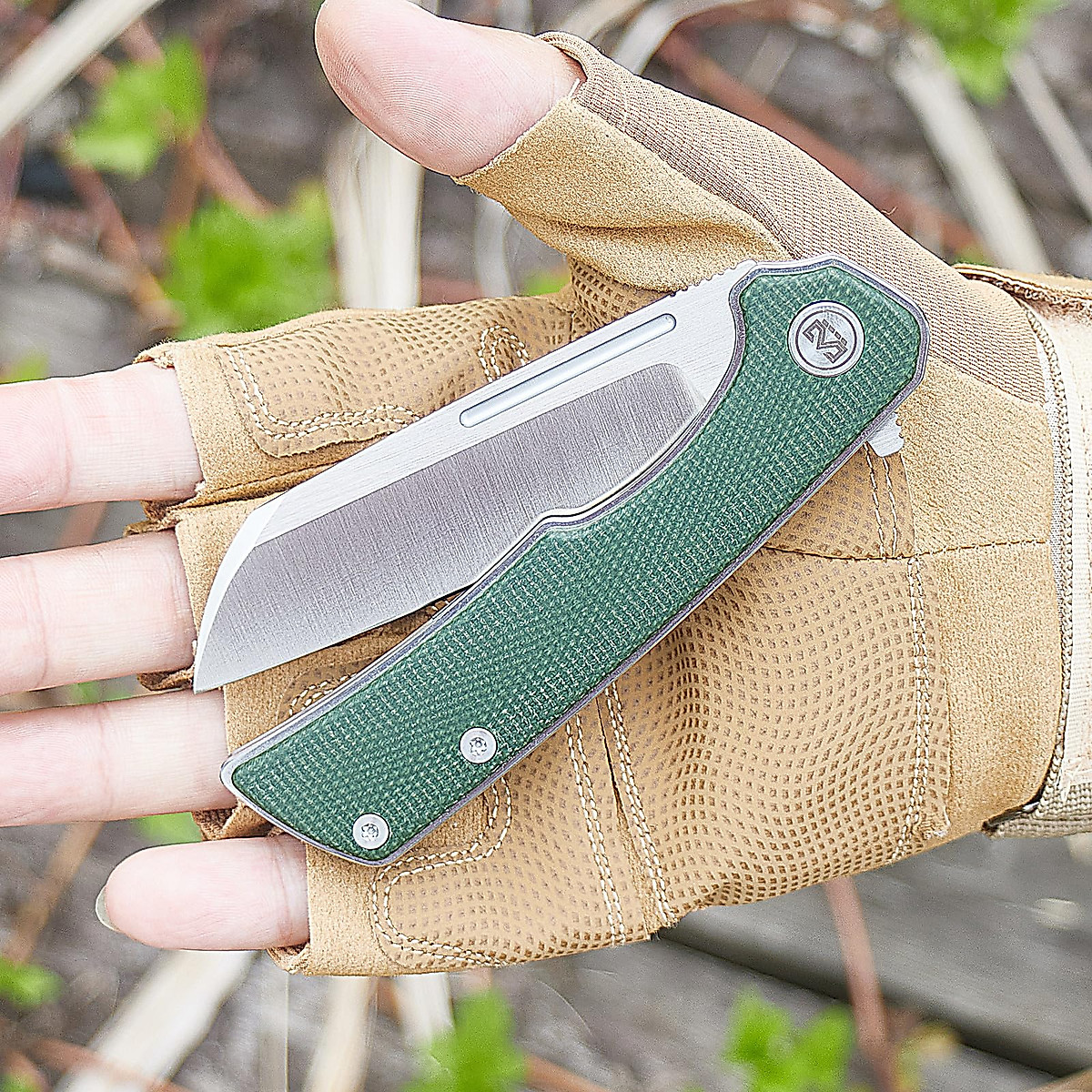 Miguron Knives M Malory Flipper Folding Knife 3.5" Satin 14c28n Blade Green Micarta Handle Outdoor Camping Hiking Pocket Knife MGR-809MGN