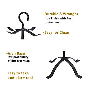 yinat Fireplace Tools Set, 5 Pieces of Fire Pit Tools,Firewood Holder Tools Kit Sets with Handles,Outdoor Accessories Kit,Black,Wrought Iron