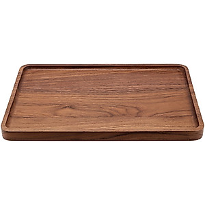SEHOI 2 PCS 13.4 x 9 Inches Wood Serving Platters, Wooden Rectangular Serving Trays, Natural Walnut Wood Solid Snack Trays with Edge, Rectangle Dinner Plate Board for Breakfast, Lunch, Dinner