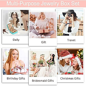 Parima 2 Pieces Travel Jewelry Organizers Set, Blue Gifts Jewelry Organizer Box for Women Girls Gifts Letter Jewelry Holder Organizer Travel Essentials for Women Travel Gifts Bridesmaid Gifts