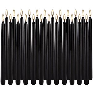 YOROXRG 24 Pack Black Taper Candles, 7-8 Hours Burn Time, Unscented, Smokeless and Dripless, 0.75 x 10 Inch Dinner Candle Set for Household, Wedding, Party and Home Décor Candlesticks