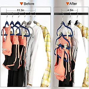 Mlici Cascading Mini Hooks for Hangers, Grey Clothes Hanger Connector Hooks, 60 Pcs Heavy Duty Space Saving Clothes Hanger Connector Hooks for Closet