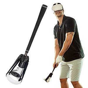 GimmeVR VR Golf Club Handle Accessory Compatible with Oculus Quest 2 and Rift S, Realistic Grip Handle Attachment with Weighted Balance, Golfing Game Extension Adapter