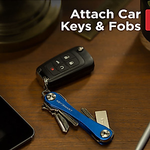 KeySmart Key Holder for Keychain Key Ring - Compact Key Organizer Key Chain Key Case, Minimalist Pocket-Sized EDC Keychain, Loop Piece for Car Fobs, Expandable (up to 14 Keys, Blue)