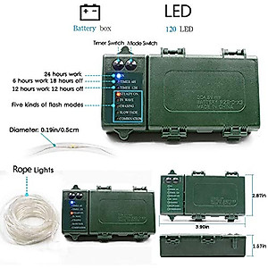 KOMOON Rope Lights 39 Ft 120 LED Battery Operated String Lights Waterproof Christmas Decorative Fairy Lights for Outdoor Indoor Party Patio Garden Yard Holiday Wedding (Green)