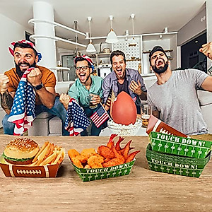 100 Pcs Football Party Decoration 1.1 lb Football Paper Food Trays Football Serving Boats Disposable Snack Serving Trays for Football Birthday Sport Game Party Favors Decorations