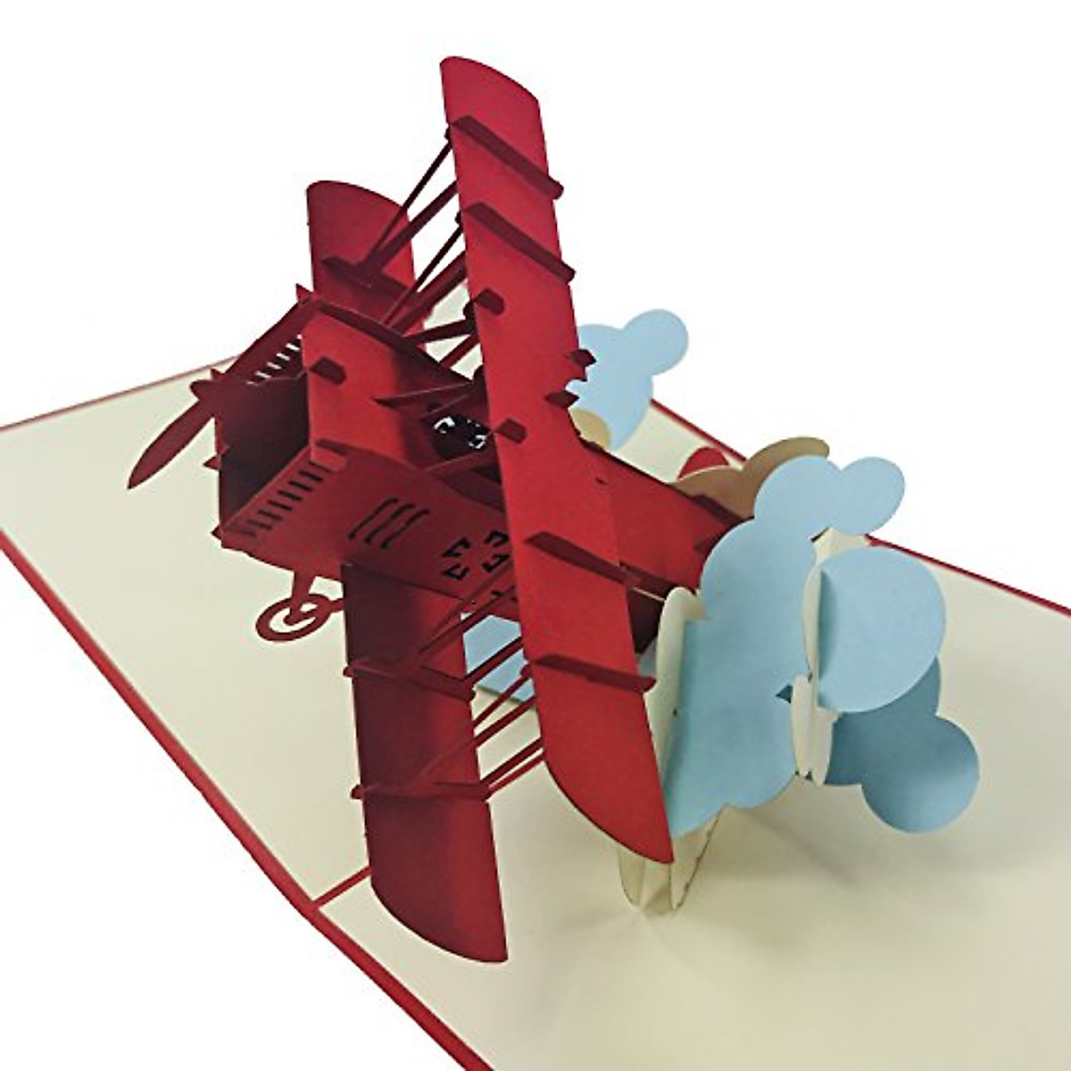 Red Airplane - WOW 3D Pop Up Card for All Occasions - Birthday, Congratulations, Good Luck, Anniversary, Get Well, Love, Good Bye