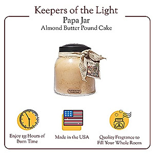 A Cheerful Giver - Almond Butter Pound Cake - 34oz Papa Scented Candle Jar with Lid - Keepers of the Light - 155 Hours of Burn Time, Gift for Women, Brown
