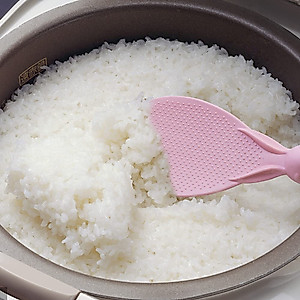 HengKe 3 Pieces Rabbit Shape Rice Paddle Bunny Cartoon Rice Spoon Non-stick Rice Spatula Stand-up Rice Spoon Paddle Standing Rice Cooker Spoon Stand-able Rice Serving Spoons Vertical Rice Scoop