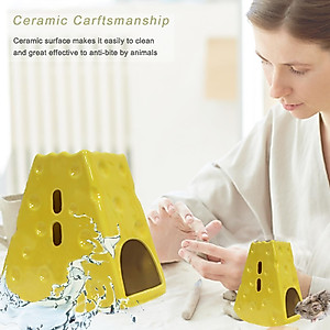 Deapeey Hamster Water Bottle for Glass Tank, Adjustable Hamster Water Bottle Holder 125ML Syrian Hamster Water Bottle with Widen Bottom Stand Anti-Fall, Ceramic Cheese Water Dispenser for Mice Gerbil