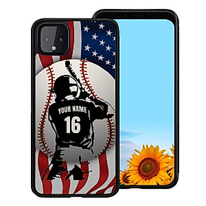 Personalized Baseball Player Name Number America Flag Design Rubber Cover Phone Case for Google Pixel 4/4A/4XL/5/5XL/6/6 PRO/7/7 Pro Custom Baseball Phone case
