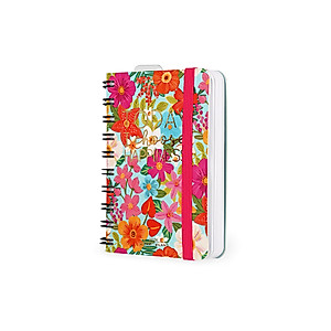 Legami - Small Spiral Daily Diary, 12 Months, from January 2024 to December 2024, Folding Planner 2024/2025, Elastic Closure, Final Pocket, Address Book, 8.5x13 cm, Flowers Theme