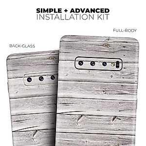 DesignSkinz Aged White Wood Planks 2 Protective Vinyl Decal Wrap Skin Cover Compatible with The Samsung Galaxy S20 (Screen Trim & Back Glass Skin)